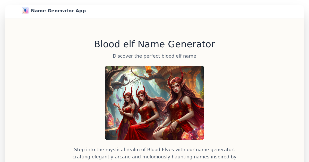Blood elf name generator