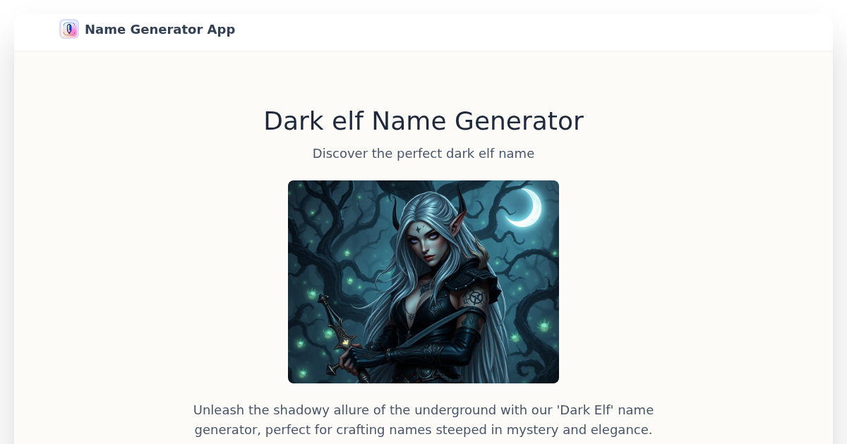 Dark elf name generator