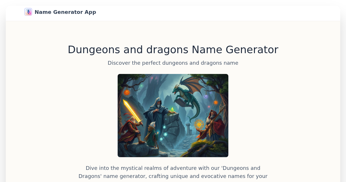 Dungeons and dragons name generator