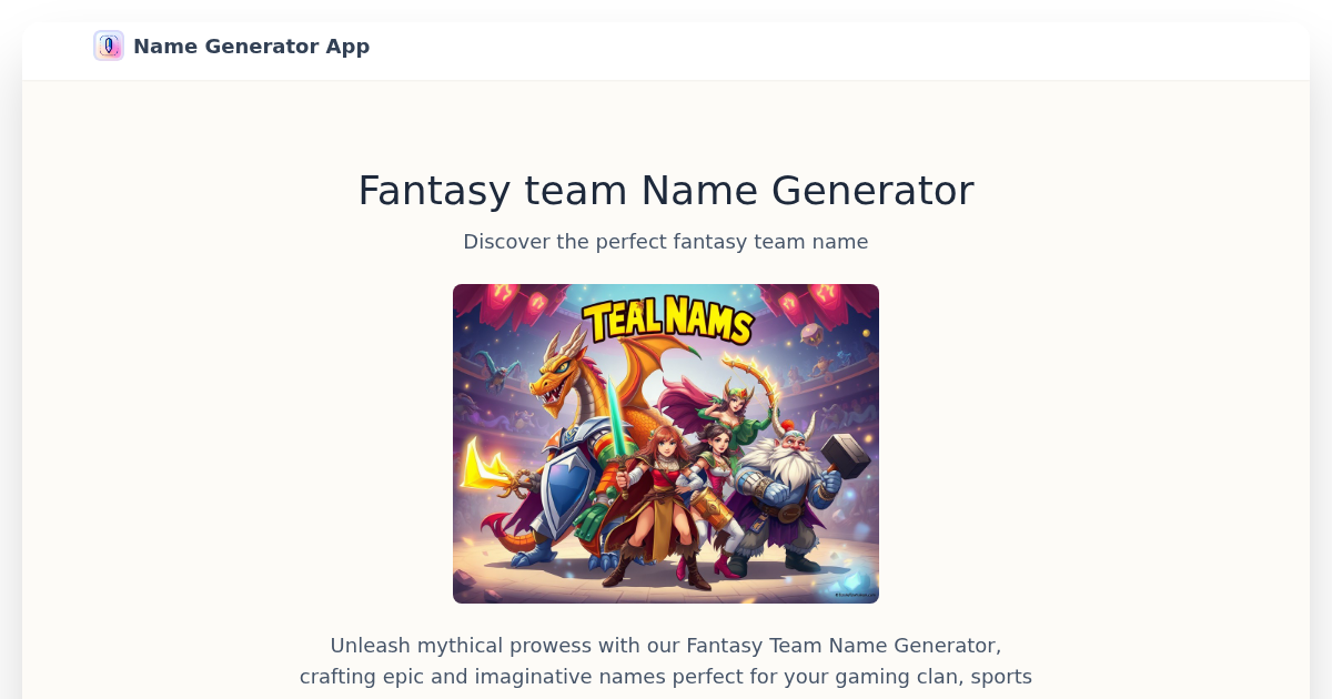 Fantasy team name generator