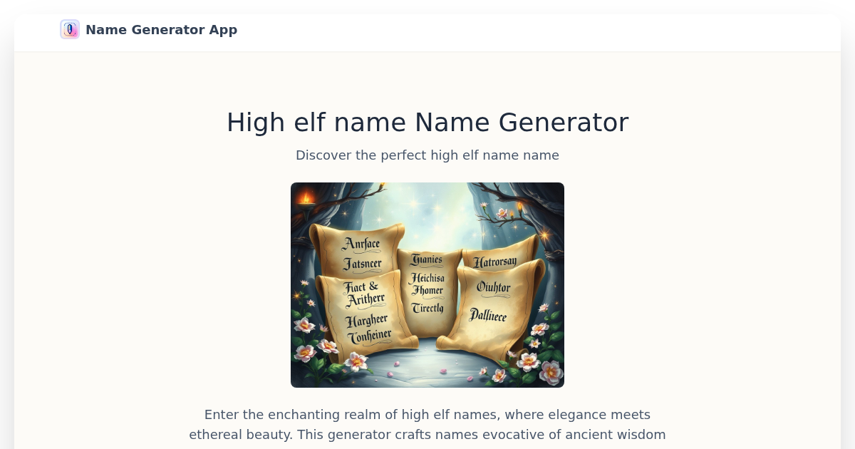 High elf name name generator