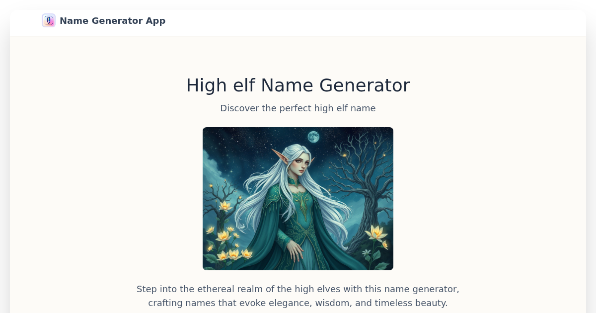 High elf name generator