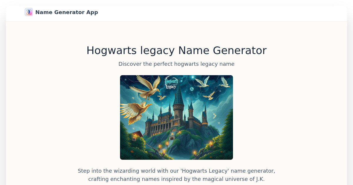 Hogwarts legacy name generator