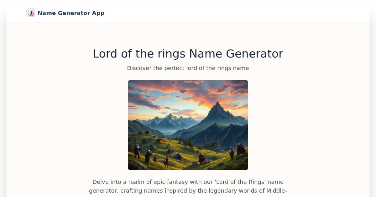 Lord of the rings name generator