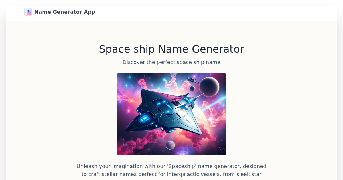 Space ship name generator