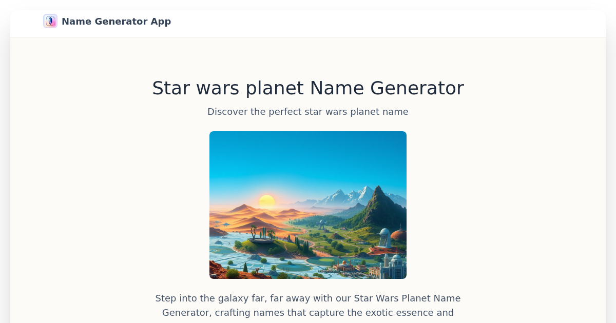 Star wars planet name generator