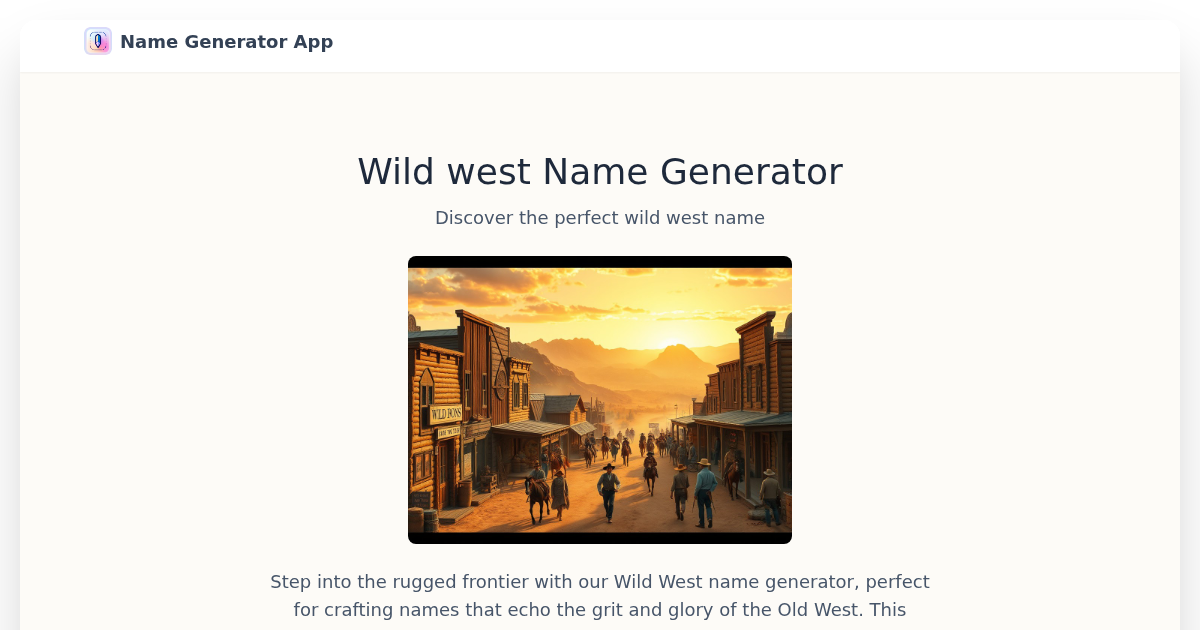 Wild west name generator