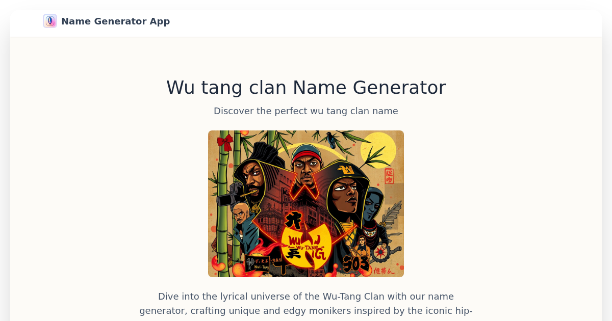 Wu tang clan name generator